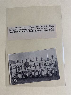 Odin Kansas Ellinwood District 1955 Baseball Team Picture | eBay