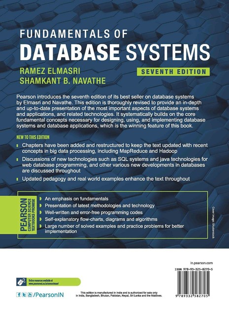 Fundamentals of Database System 7th Edition by Elmasri Navathe for sale ...