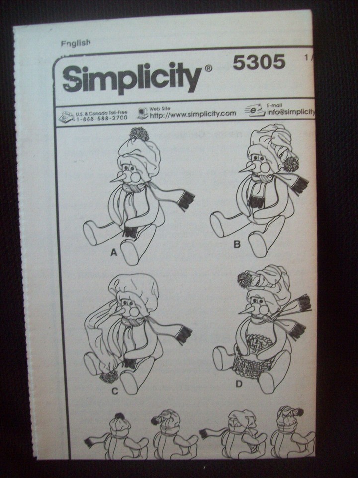 Vintage Simplicity Crafts Pattern 5305 Snowmen People Size: 16" UC/FF ...