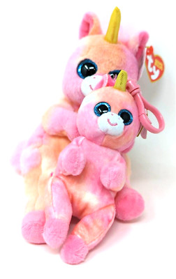 Ty Beanie Babies Bellies Skylar Unicorn 6" & matching Skylar key clip ...