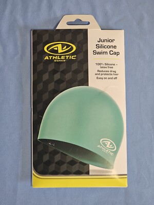 Athletic Works Junior 100% Silicone Swim Cap Ages 6+ New Teal Color ...