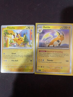 Holo Raichu 019/091 Rare - Pikachu Reverse Holo 018/091 Paldean Fates ...