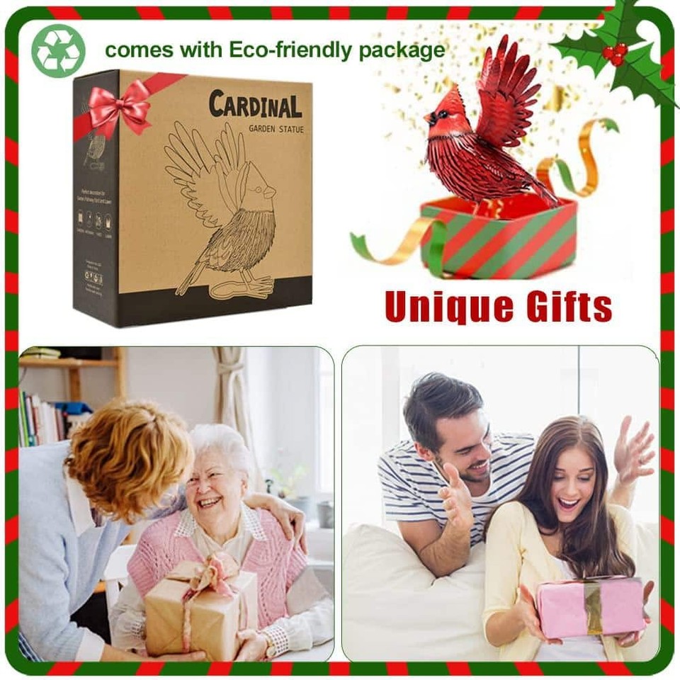 Metal Bird Yard Art- Large Red Bird Outdoor Fall Decoration- Unique ...