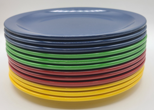 10" Texas Ware Melmac Melamine #139 Blue Green Red Yellow Dinner Plates ...