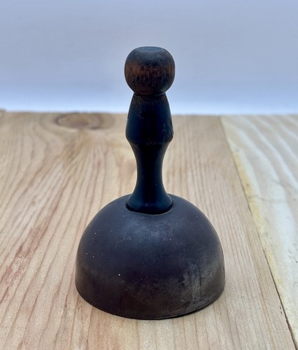 Early Iron Small School Store Bell Iron Clapper Worn Painted Wood ...