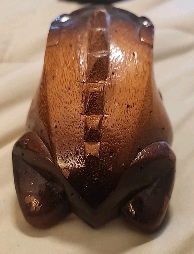Carved GUIRO Percussion Wooden Frog Instrument Croaking Frog TIKI 3 x 5 ...