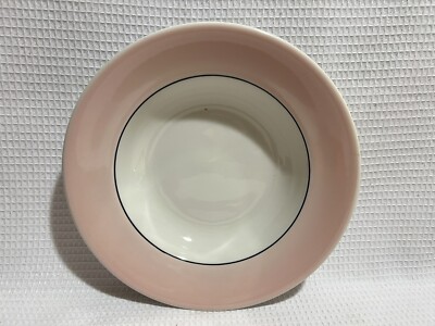 Sterling China-Rest. Ware-White/Lg. Pink-Thin Black Band-9”Wide Rimmed ...