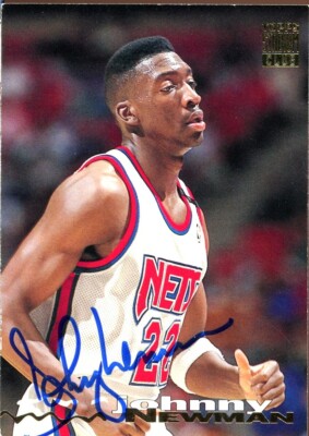1996-97 NBA Hoops JOHNNY NEWMAN Signed Card autograph AUTO nets hornets ...