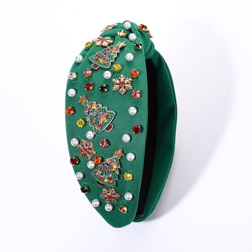 Christmas Headbands for Women Beaded Christmas Tree Headband Wide ...