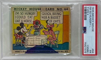 1935 Mickey Mouse Gum Card Type II I'm So Hungry I... #64 Walt Disney ...
