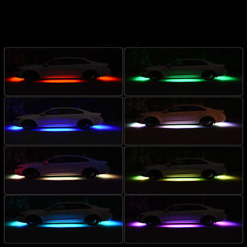 4Pcs RGB LED Under Car Tube Strip Underglow body Neon Light Kit Remote ...