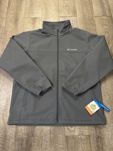 Men's Size Large Columbia Soft Shell Gray Full Zip Windbreaker Jacket ...