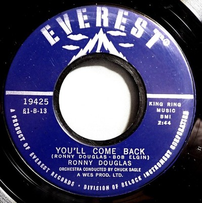 HEAR IT 60's R&B 45 rpm record Ronny Douglas "You'll Come Back" from ...