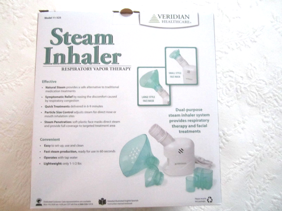 NWT VERIDIAN STEAM INHALER RESPIRATORY VAPOR THERAPY COUGH RELIEF ...