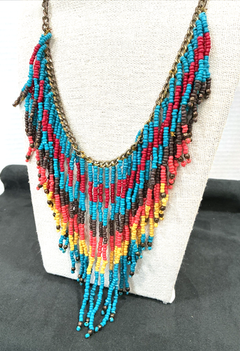 Native American Style Beaded Necklace Vintage Seed Bead Adjustable ...