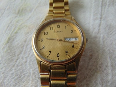 vintage Bulova mens retirement watch gold plated minute hand date | eBay