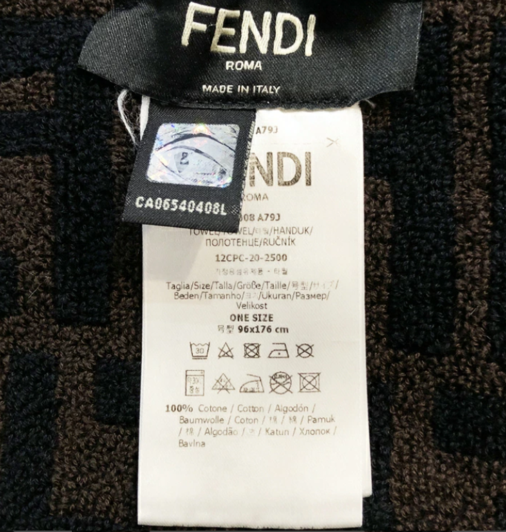 Fendi FF logo all-over print blanket brown black cotton size 96x176cm ...