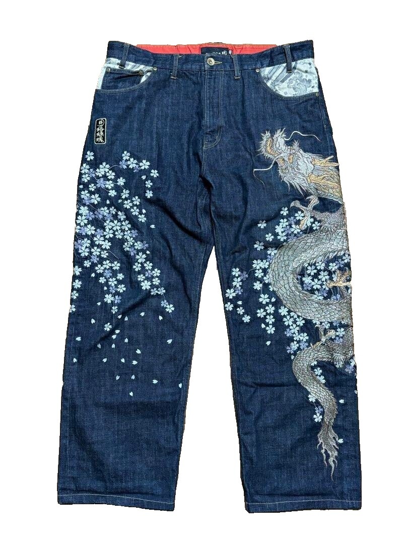 Japanese Embroidered Jeans | eBay