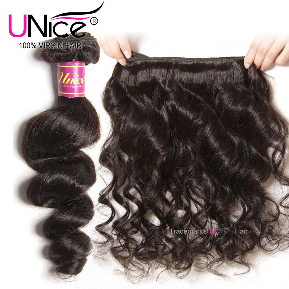 UNice Hair Peruvian Loose Wave 3 Bundles Human Hair Weave Virgin Hair ...