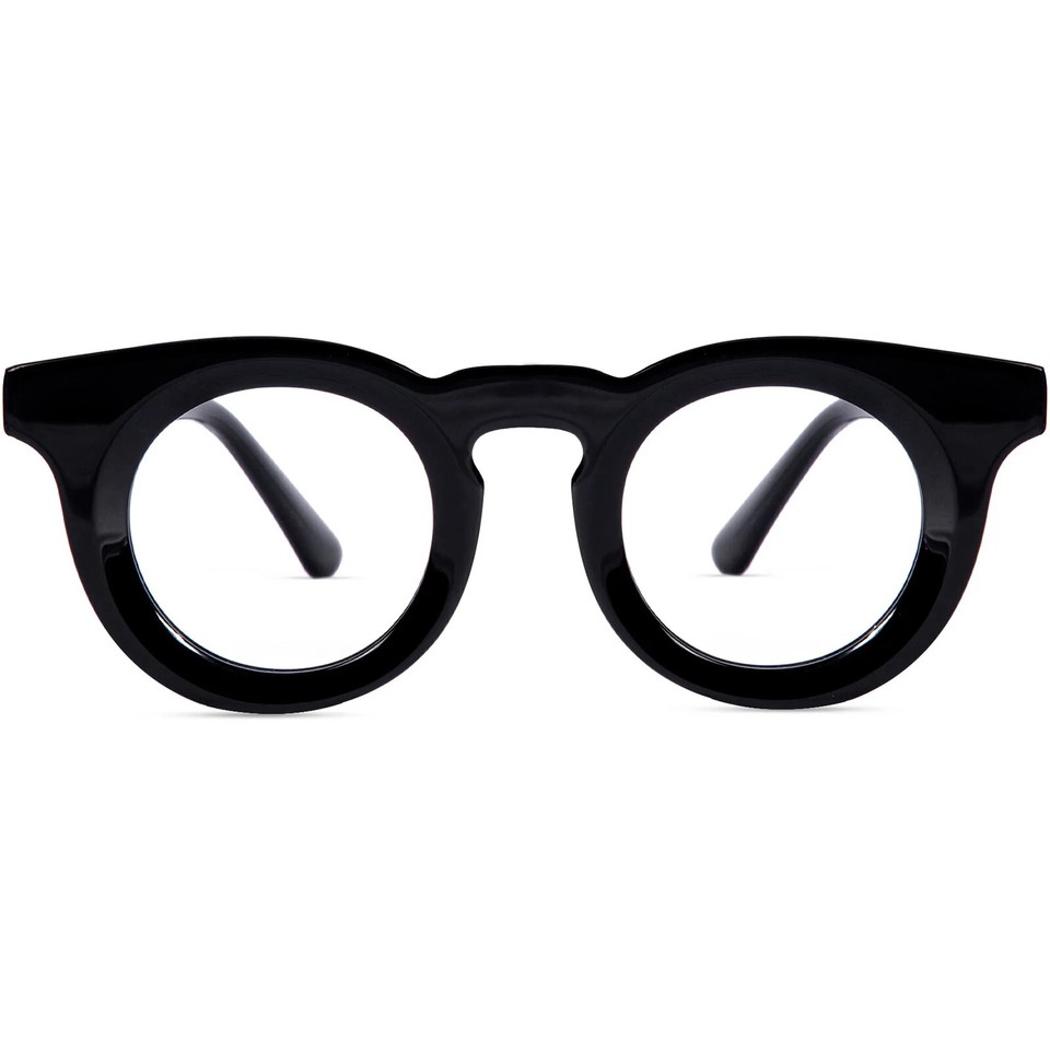 Round Acetate Glasses Thick Strong Plastic Eyeglasses Frame Black Frame ...