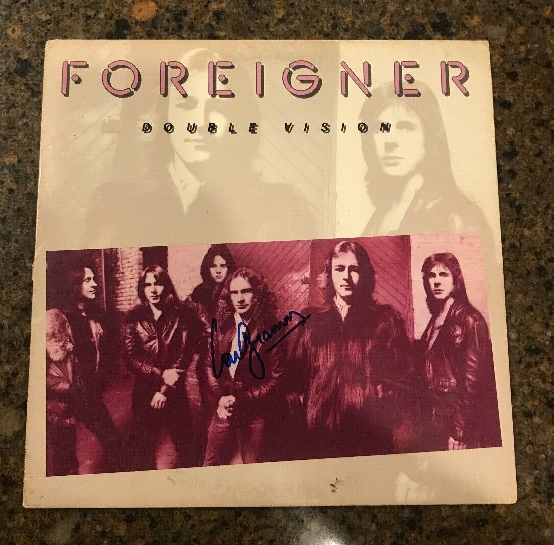 * FOREIGNER * signed autographed album * DOUBLE VISION * LOU GRAMM * 2 ...