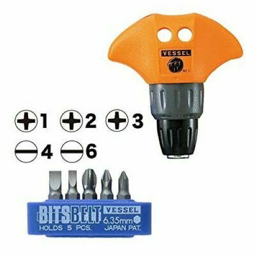 VESSEL TD-80 T-Ratchet Driver Set With 5 Bits Screwdriver Hand Tool | eBay