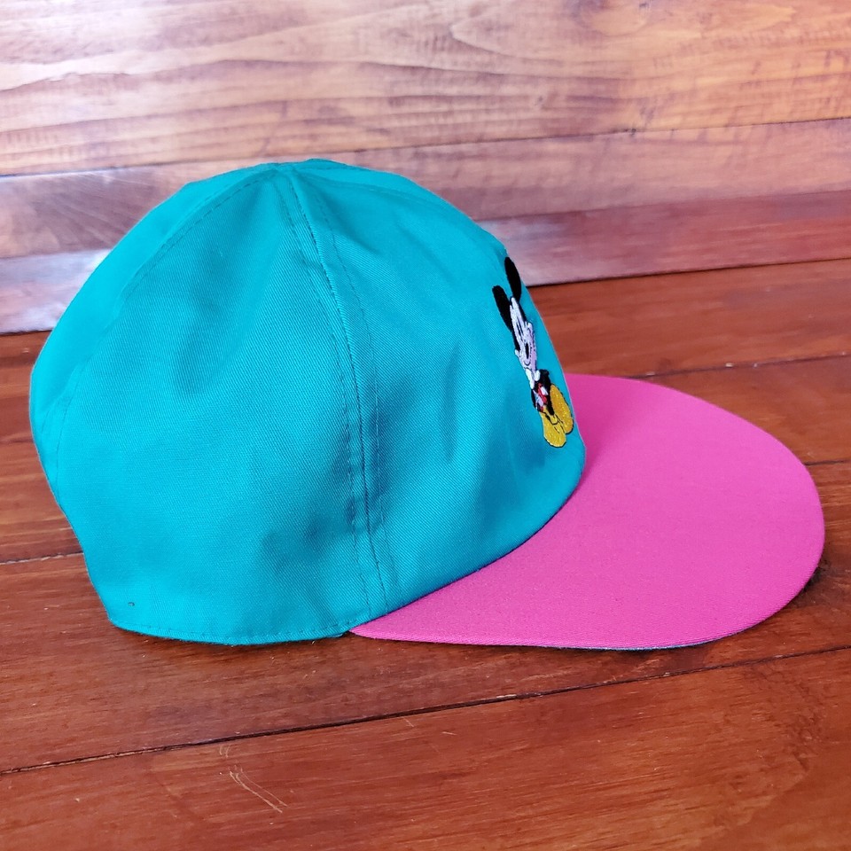 Vintage 90s Mickey Mouse Hat Fitted Turquoise Blue Pink Purple inside ...