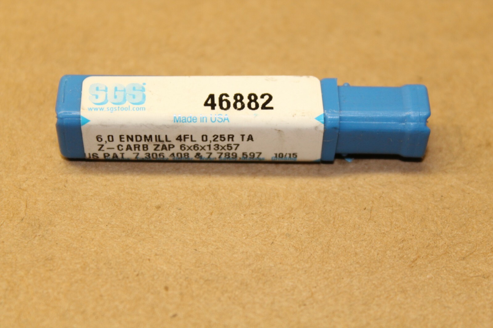 SGS 6,0 End Mill 4 Flutes ,25R TA Z-Carb ZAP 6D x6CL x13SD x57L mm ...