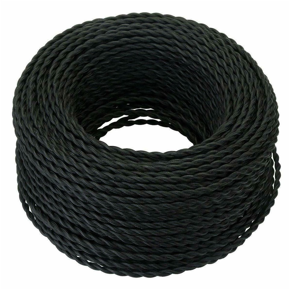 5M ROUND/TWIST 2 Core Braided Fabric Cable Light Vintage Retro Lighting ...