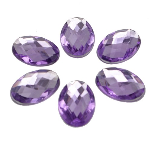 100 Purple Flatback Acrylic Rhinestone Oval Gem Beads 13X18mm No Hole ...