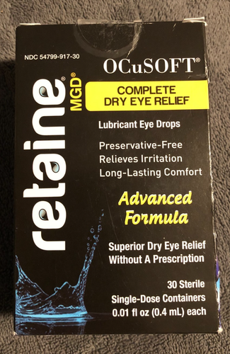 New Ocusoft Retaine MGD Complete Advanced Dry Eye Drops 30 Vials 10/ ...
