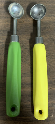 2 Vintage Melon/Butter Baller SCOOP Kitchen Utensil Green Yellow ...