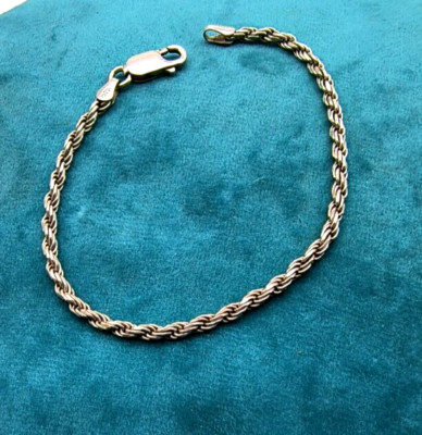 NICE Sterling Silver 925 Italy, Rope Chain Bracelet, 7" L., Lobster ...