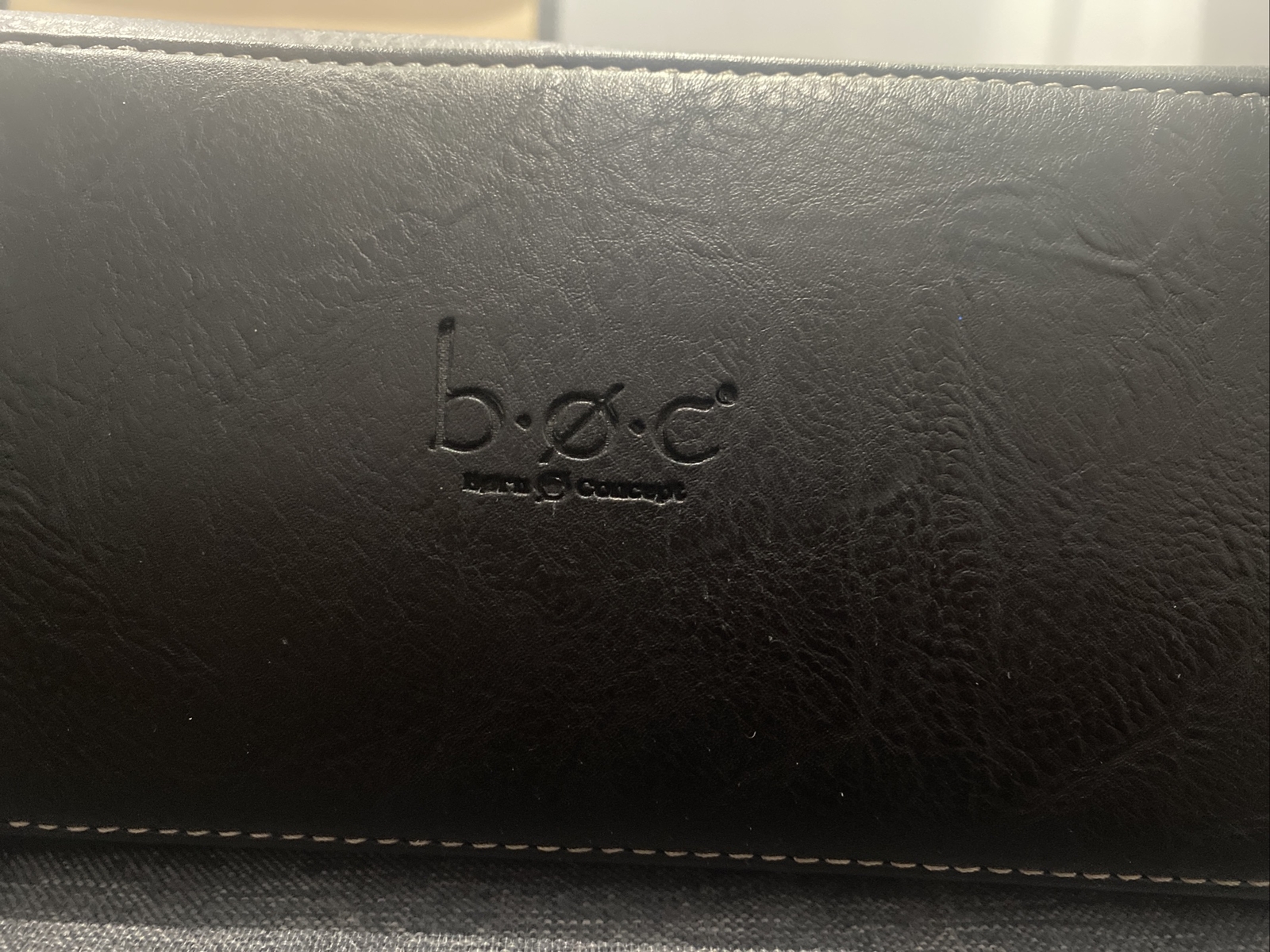 BOC BORN CONCEPTS Black Leather Handbag USB Cord Stitching New w/o tag ...