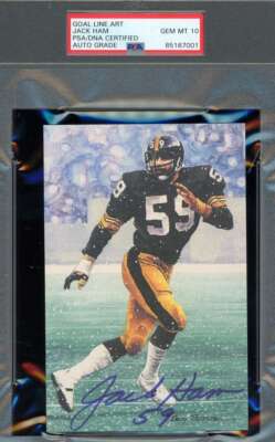 Jack Ham Gem Mint 10 PSA DNA Signed Goal Line Art Card GLAC Autograph ...