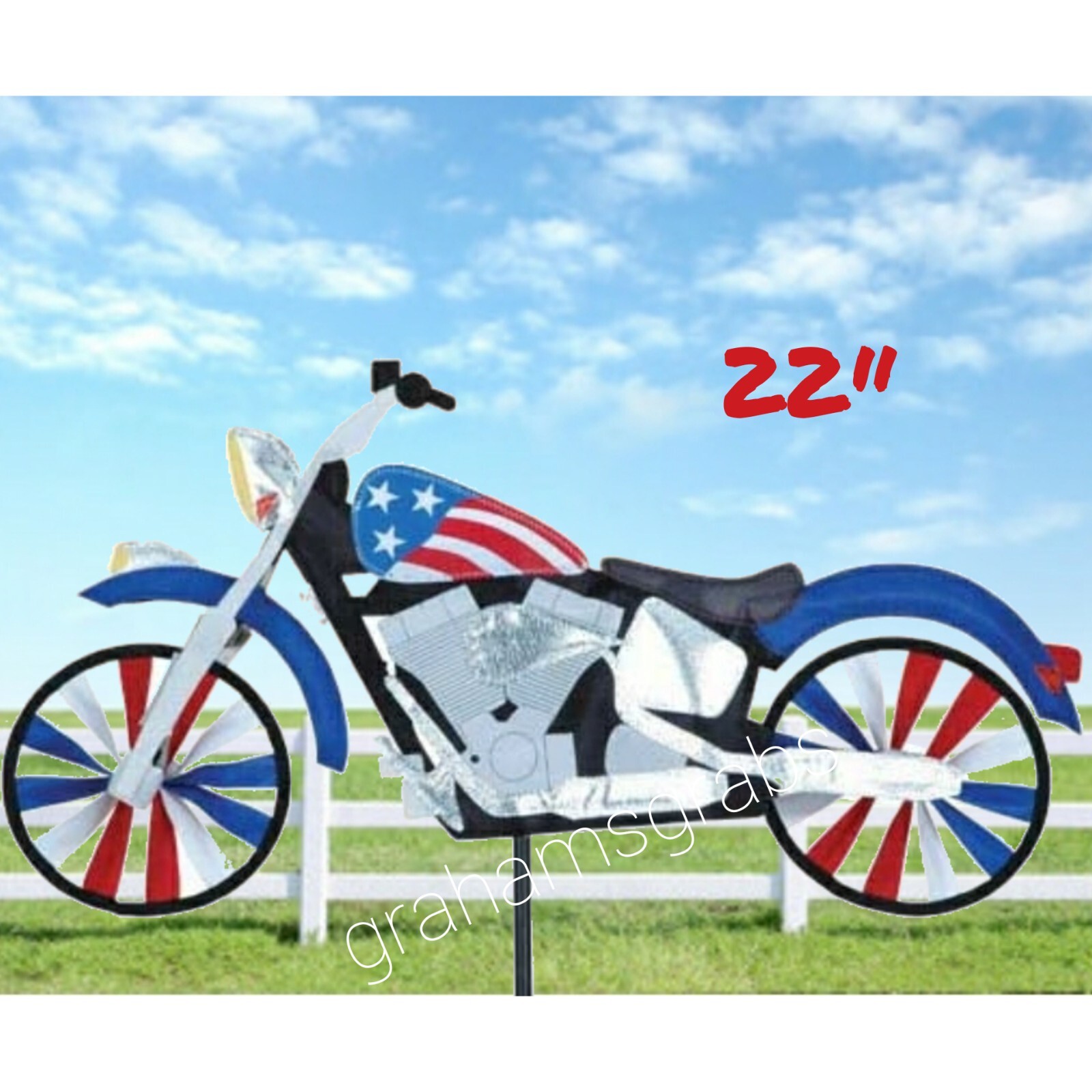 PREMIER PATRIOTIC FLAG MOTORCYCLE WIND SPINNER STARS & STRIPES YARD ...