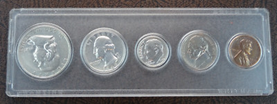 1949 US Coin Date Set Set 5 Coins 90% Silver Whitman Plastic Slide ...