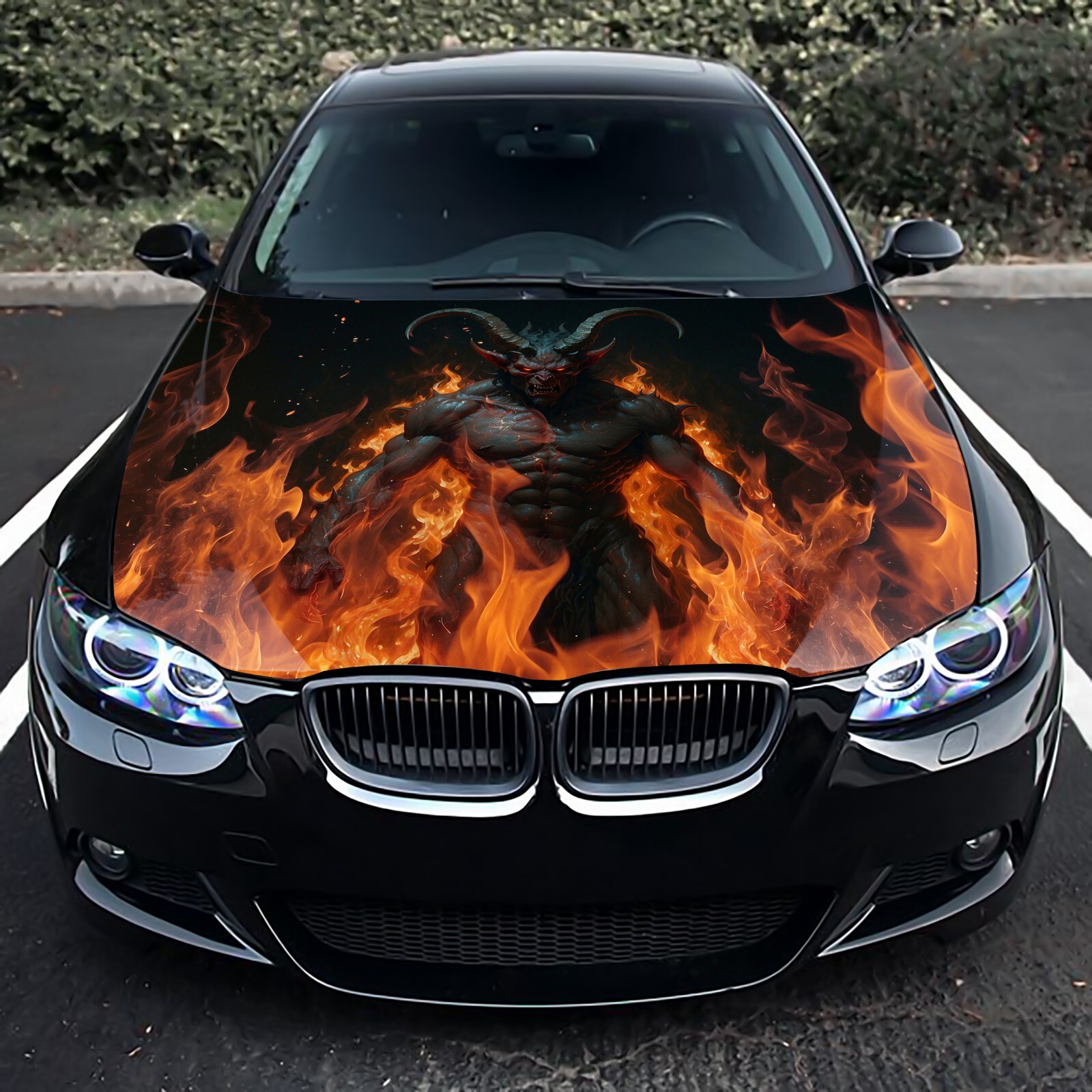 Hellborn Demon Fire Car Hood Wrap Decal Vinyl Sticker Graphic For Car ...