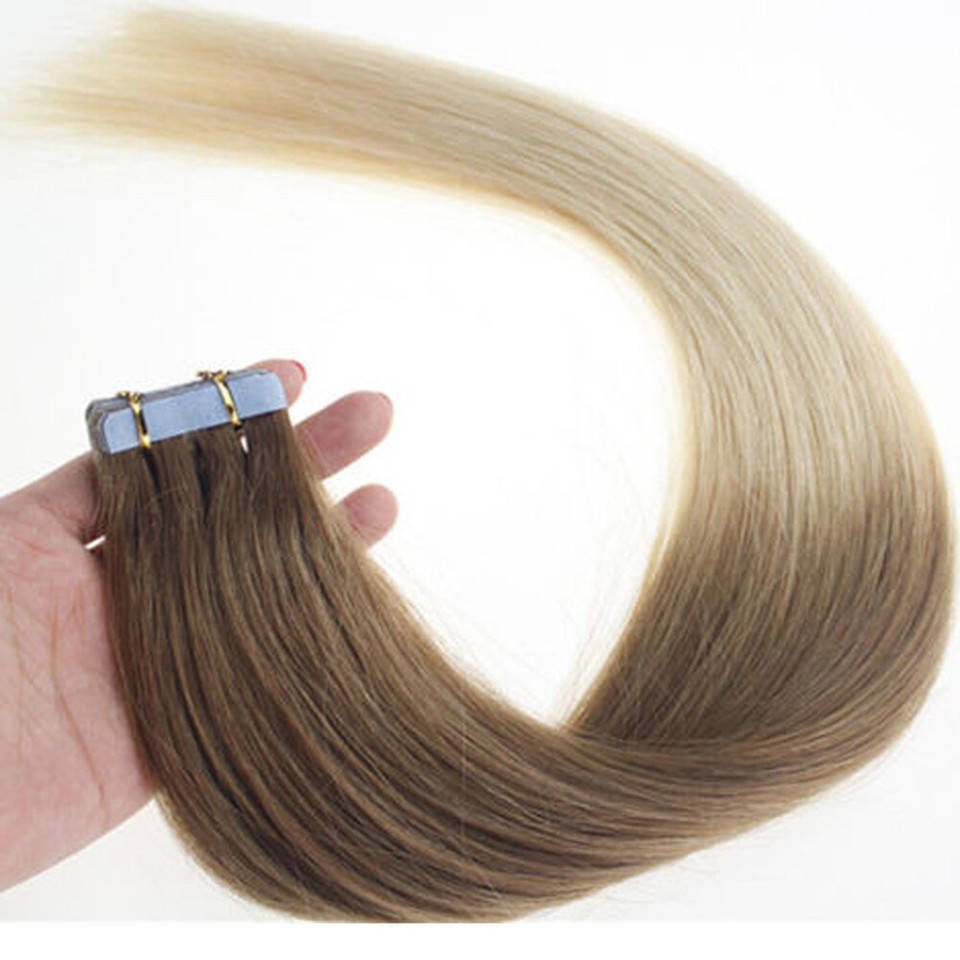 Invisible Glue Tape in Hair Extensions Remy Human Hair Skin Wefts ...