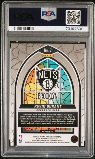 2021 Mosaic Kevin Durant Stained Glass PSA 9 BROOKLYN NETS (132) | eBay