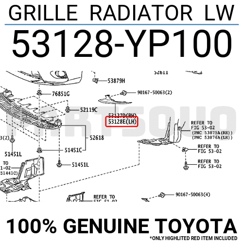 53128YP100 Genuine Toyota GRILLE RADIATOR LW 53128-YP100 | eBay