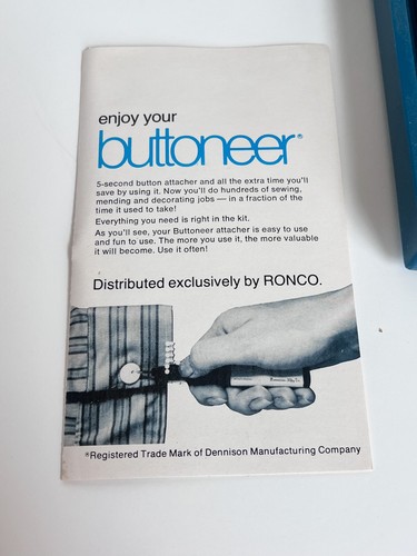 Buttoneer Kit Vintage Button Attacher RONCO As Seen on TV | eBay