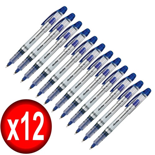 Blue Ink Roller Pens Medium 0.5mm Tip Liquid Ink Niceday 1618385 Pack ...