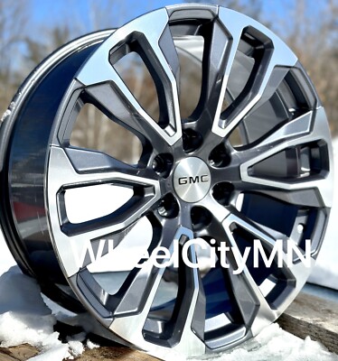 22” Gray OE 14025 Replica Wheels 2024 GMC Sierra 1500 Yukon AT4 Denali ...