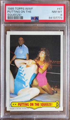 1985 Topps WWF Wendi Richter Fabulous Moolah Putting On The Squeeze ...