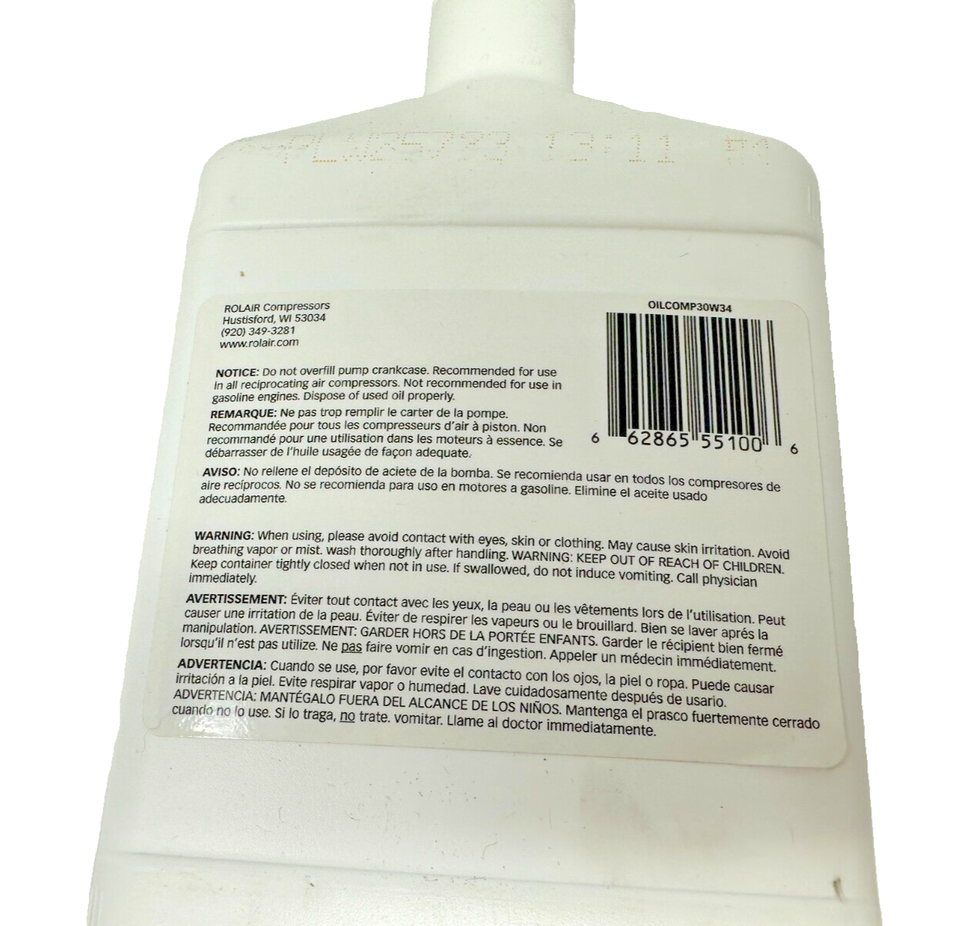 1 Liter of Rolair Premium Quality 30 Wt Air Compressor Oil FAST FREE ...