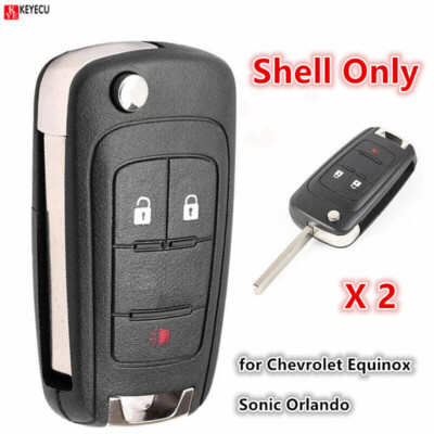 2x Flip Remote Key Shell Case Fob 3 Button for Chevrolet Equinox Sonic ...