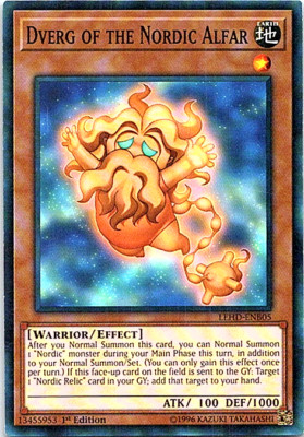 Dverg Of The Nordic Alfar LEHD-ENB05 Yu-Gi-Oh! Light Play 1st Edition ...