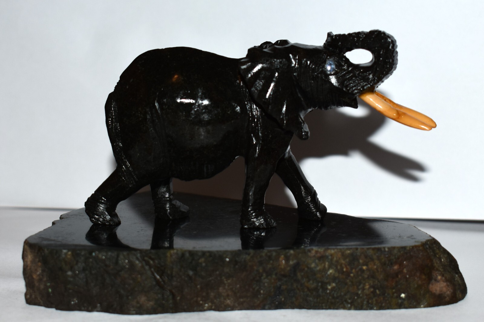 Onyx Elephant Statue Natural Hand Carved Natural Tanzanite Eyes 6 ...
