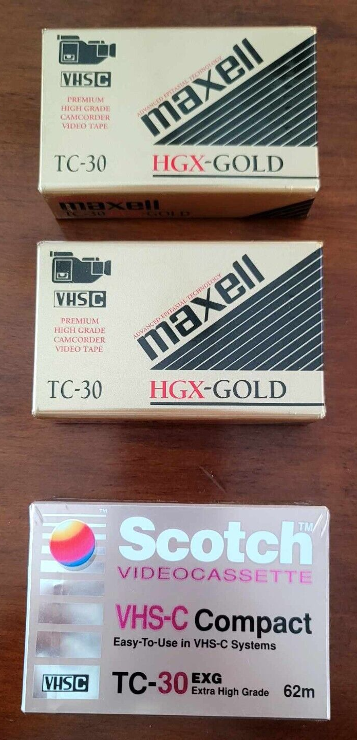 2 Maxwell VHS-C TC-30 HGX-Gold Premium High Grade Video Tapes 1 Scotch ...